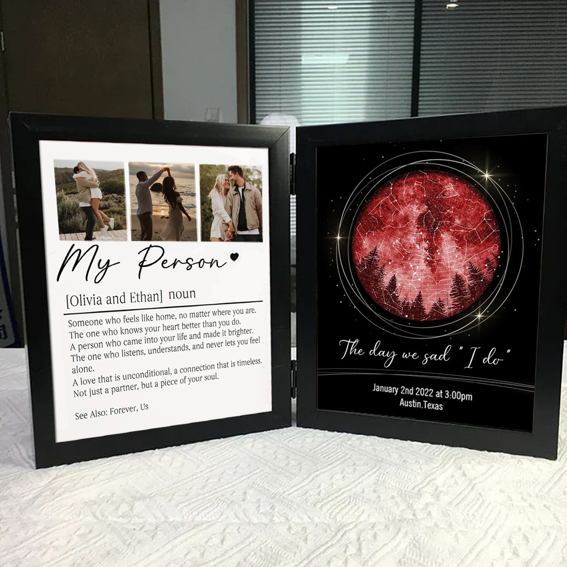 Custom Definition Frame with Star Map for Couples